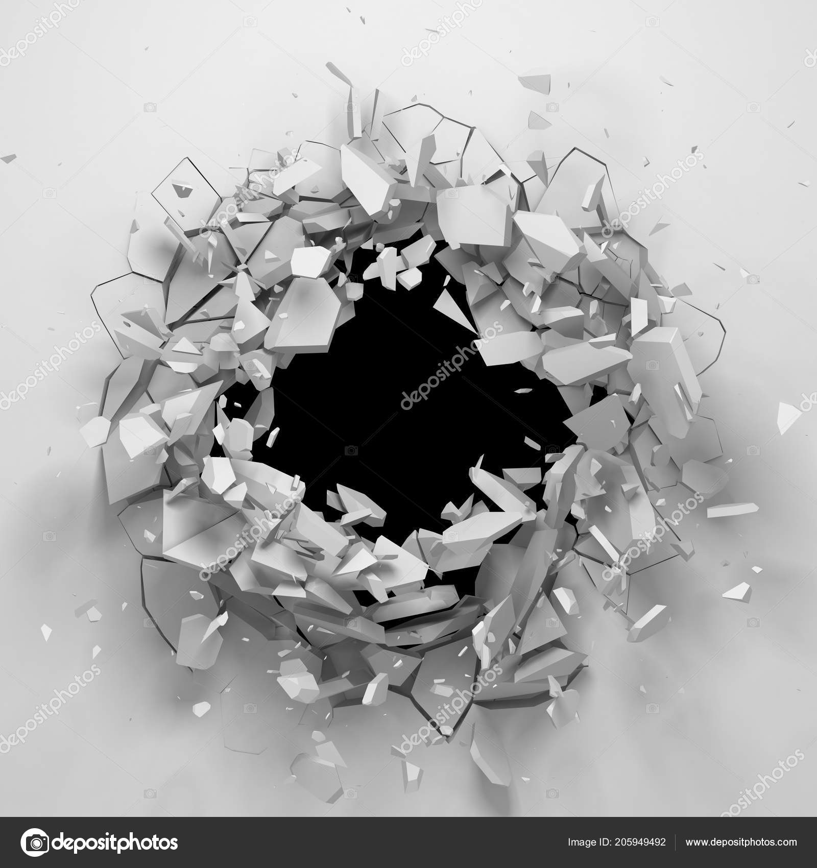 Cracked Hole White Stone Wall Stock Photo by ©VERSUSstudio 205949492