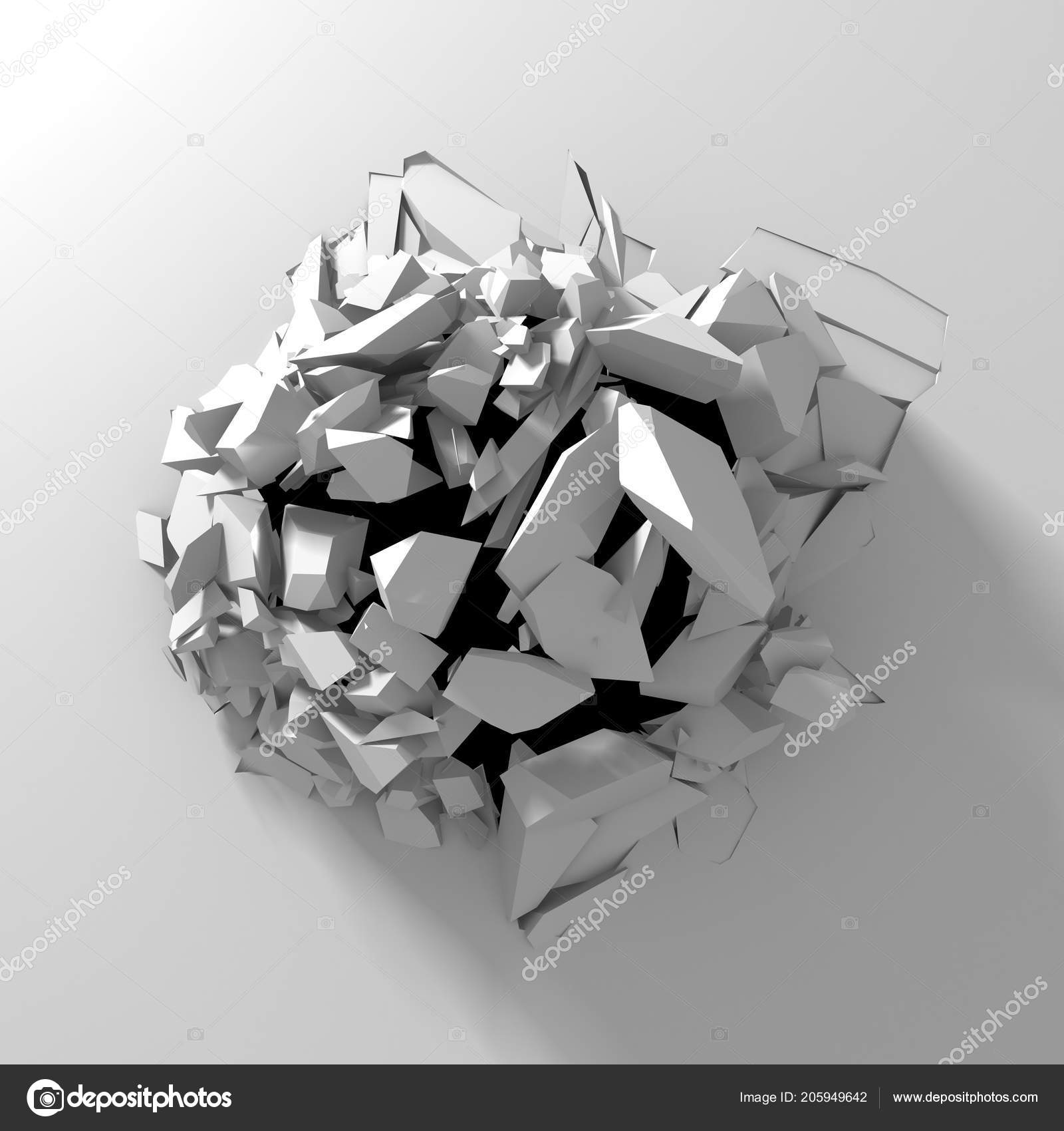 Cracked Hole White Stone Wall Stock Photo by ©VERSUSstudio 205949642