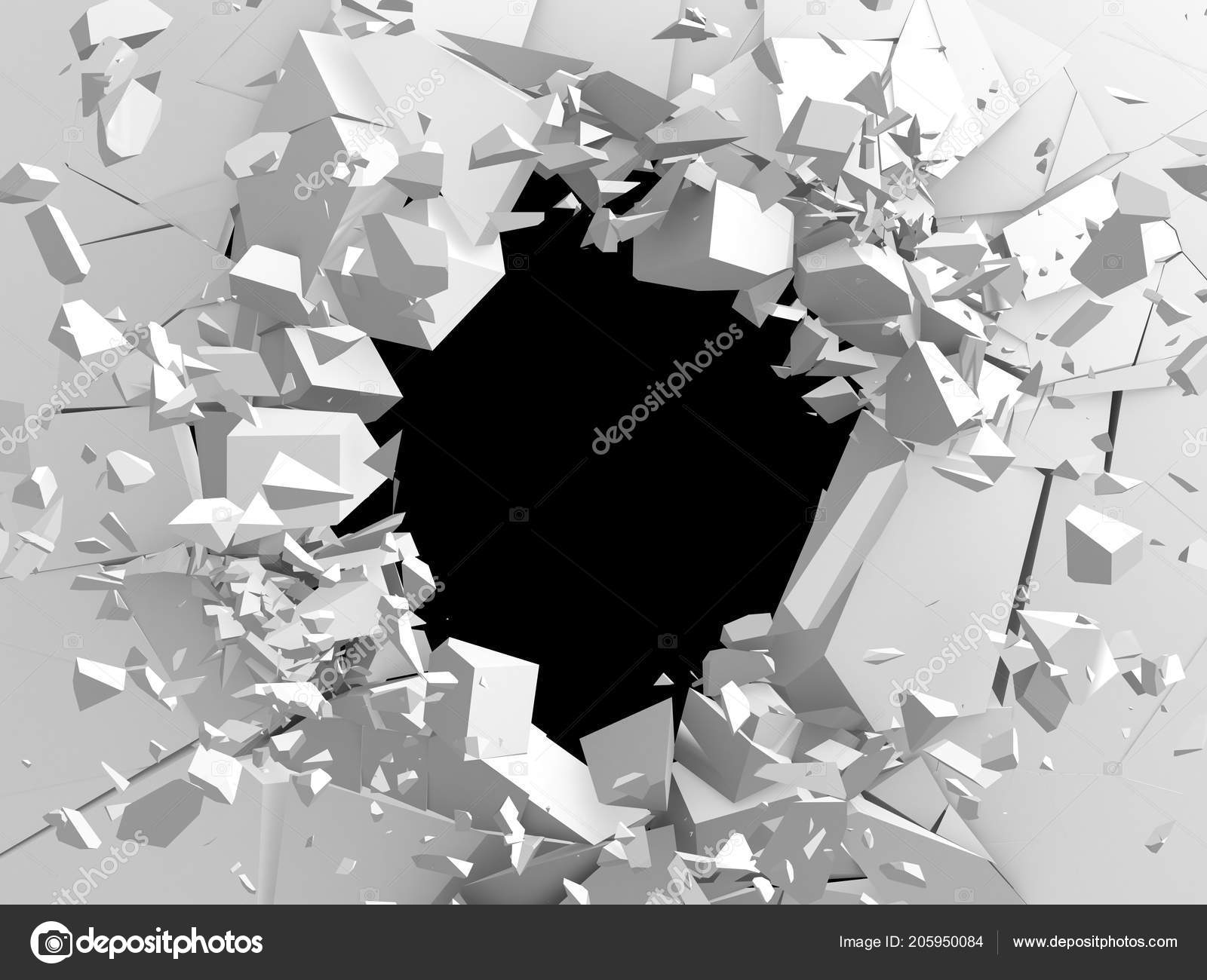Cracked Hole White Stone Wall Stock Photo by ©VERSUSstudio 205950084