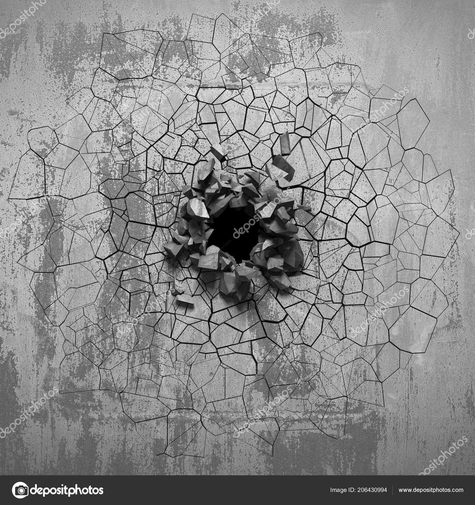 Muro Roto Agrietado Oscuro Muro Hormigón Fondo Grunge Ilustración ...