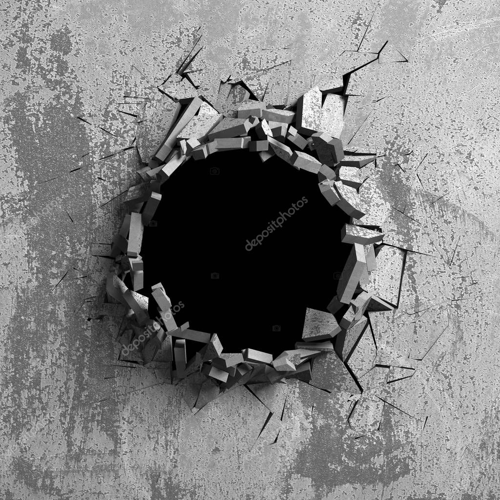 Muro roto agrietado oscuro en muro de hormigón. Fondo grunge ...