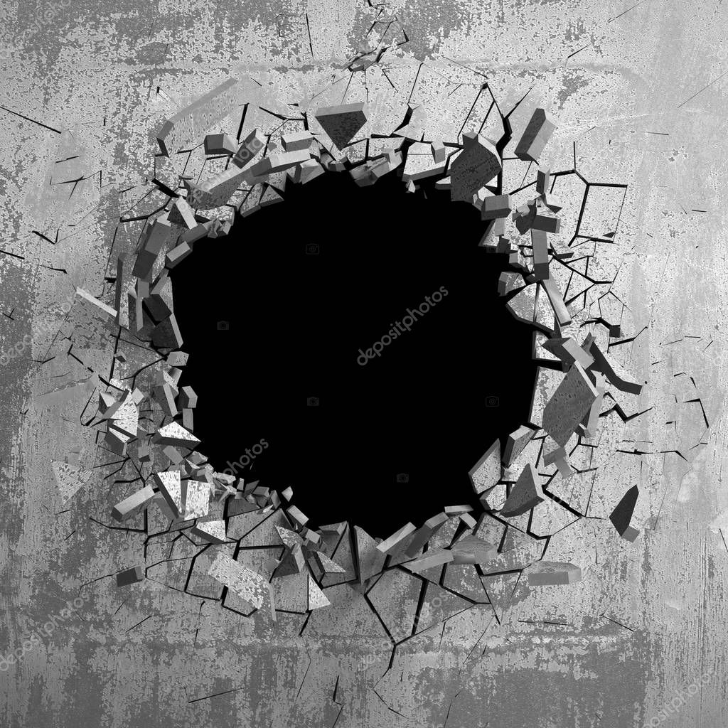 Muro roto agrietado oscuro en muro de hormigón. Fondo grunge ...