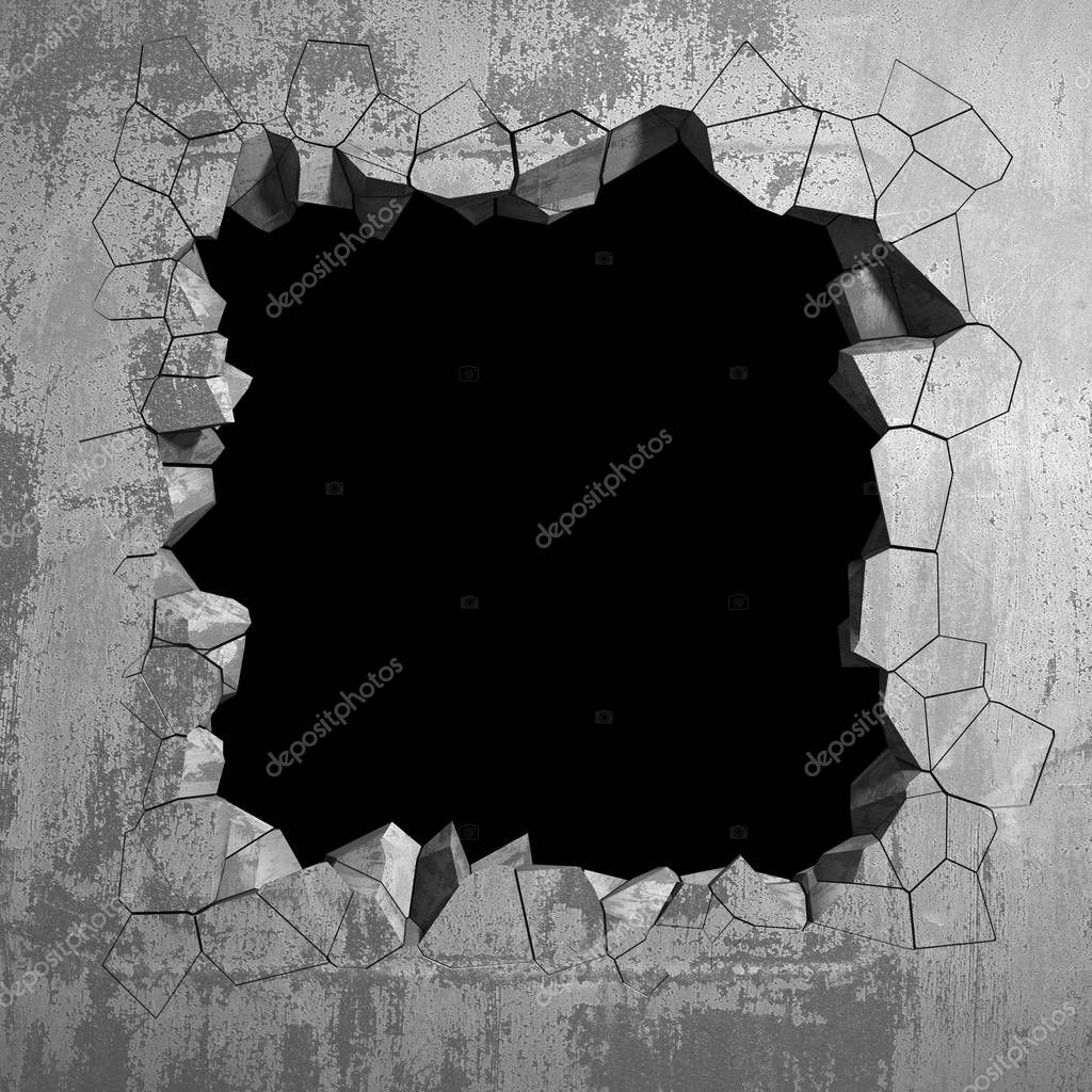 Muro roto agrietado oscuro en muro de hormigón. Fondo grunge ...