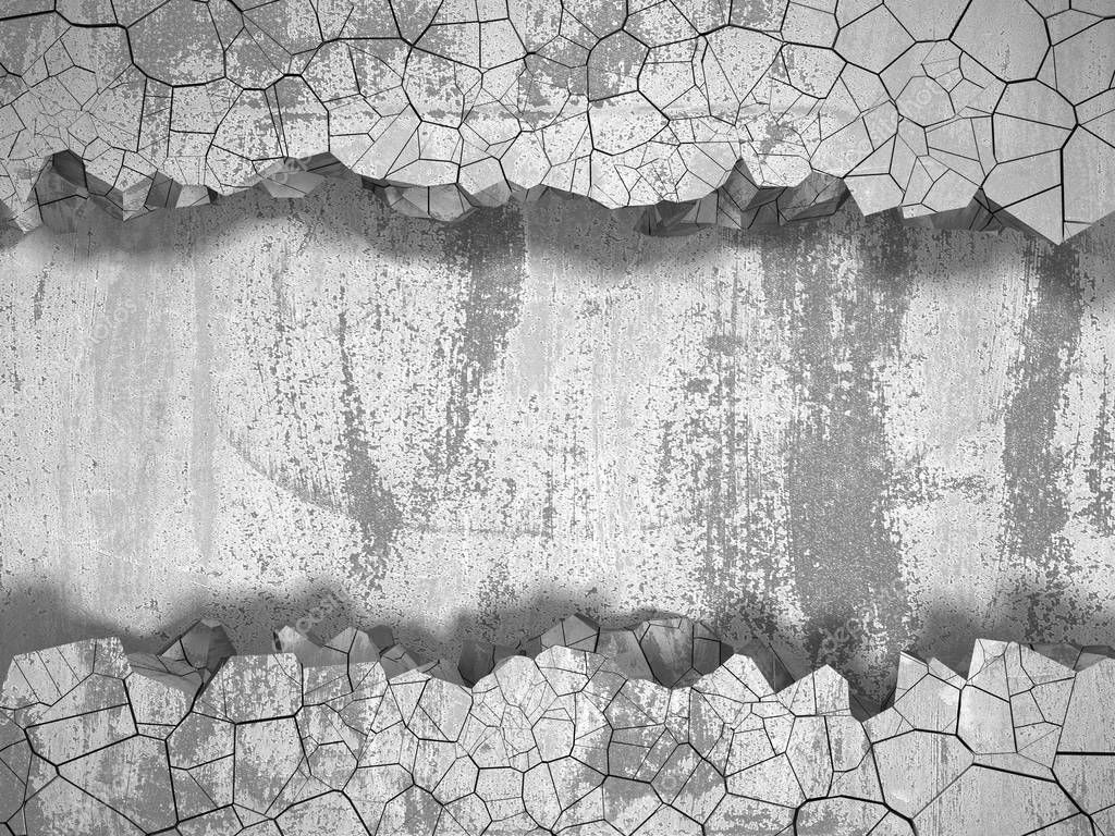 Muro roto agrietado oscuro en muro de hormigón. Fondo grunge ...