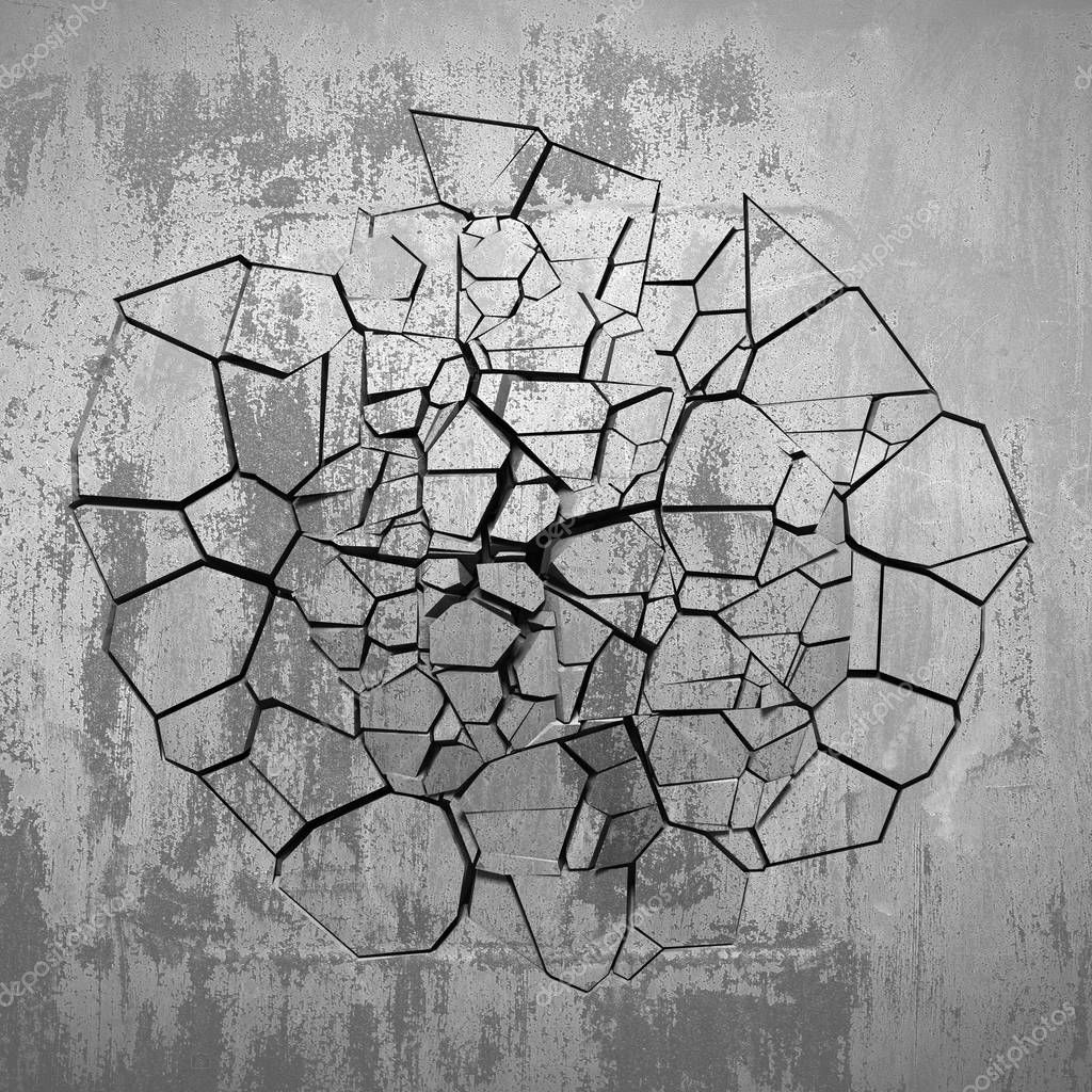 Muro roto agrietado oscuro en muro de hormigón. Fondo grunge ...