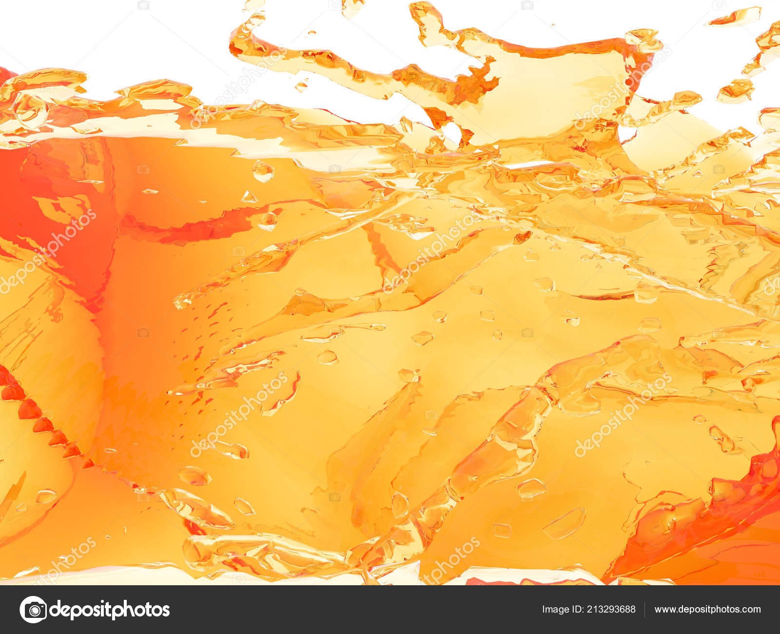Yellow Orange Liquid Splash Isolated White Background Render ...