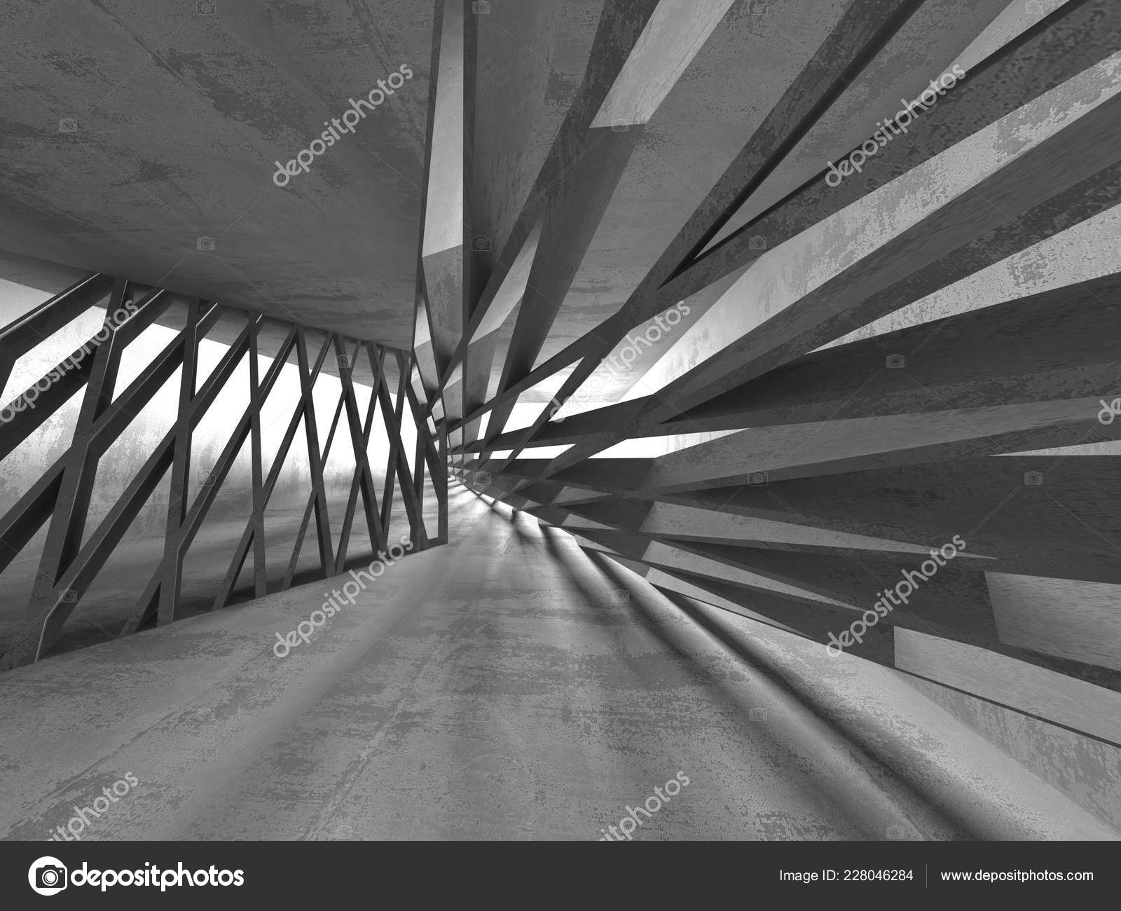 Abstract Geometric Concrete Architecture Background Render Illustration ...