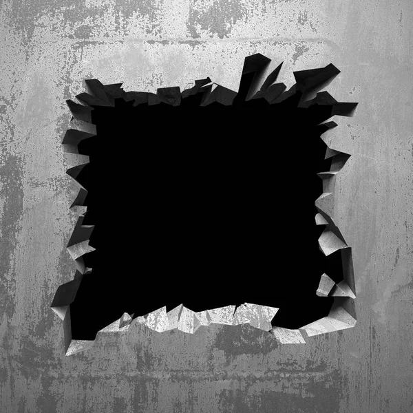 Dark cracked broken hole in concrete wall - Stock Image - Everypixel