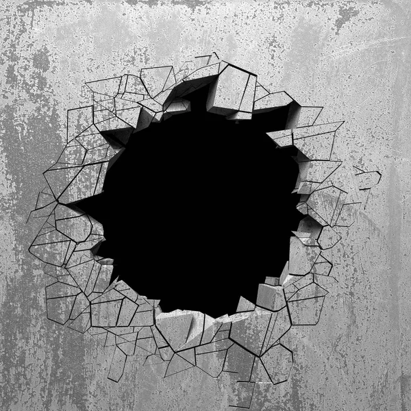 Dark cracked broken hole in concrete wall - Stock Image - Everypixel