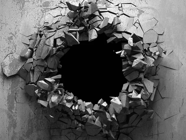 Dark cracked broken hole in concrete wall - Stock Image - Everypixel