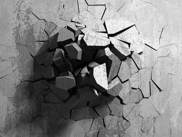 Dark cracked broken hole in concrete wall - Stock Image - Everypixel