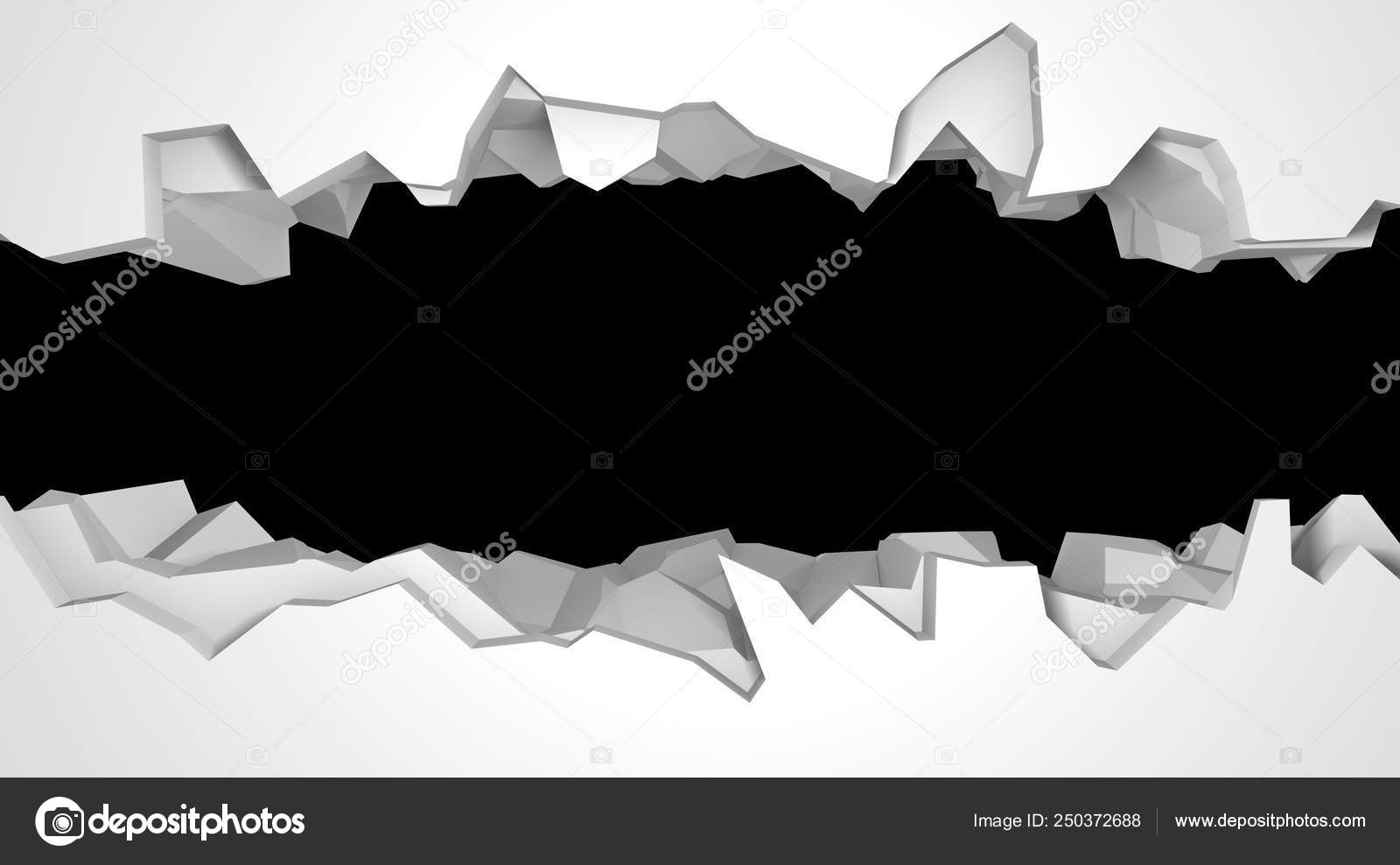 Dark destruction cracked hole in white stone wall — Stock Photo ...
