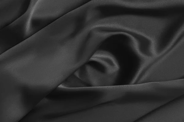 Black luxury wavy rippled glossy silk drapery cloth fabric - Stock ...
