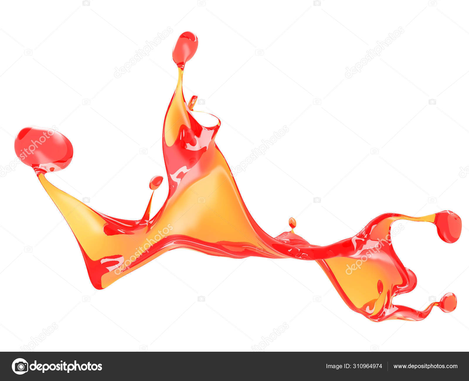 Yellow shiny transparent liquid splash on white background Stock Photo ...