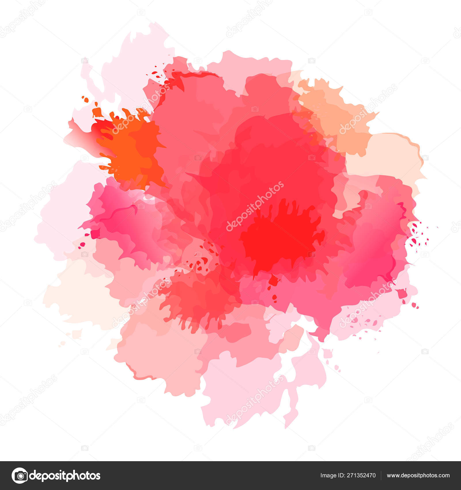 Coral, fuchsia pink, red, orange watercolor vector splash Stock Vector ...