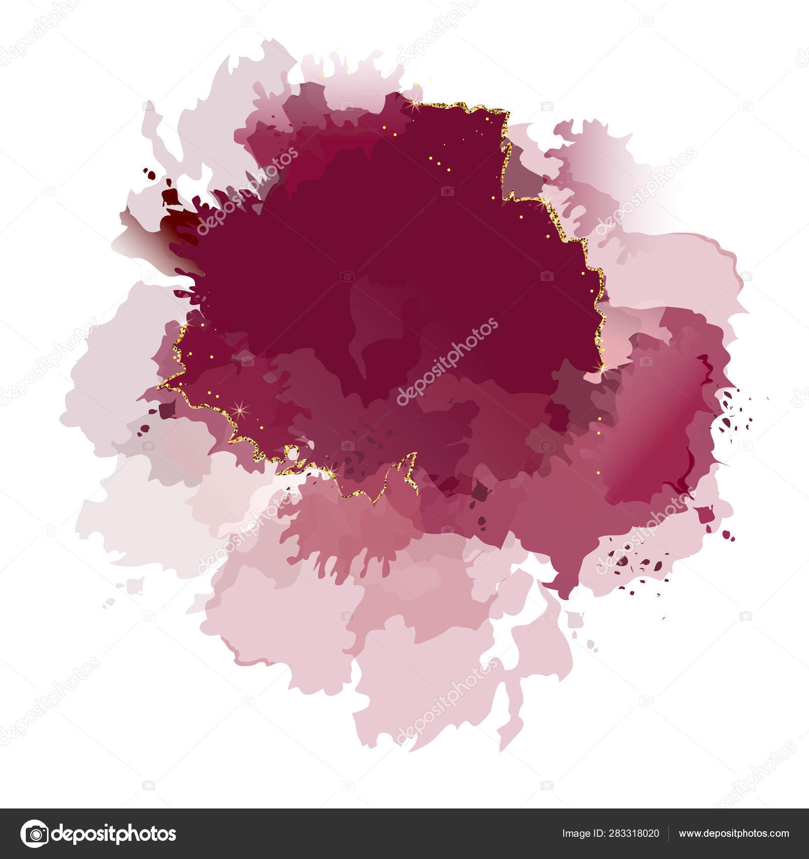 Burgundy red, bordo, marsala, cinnamon rose watercolor vector splash ...