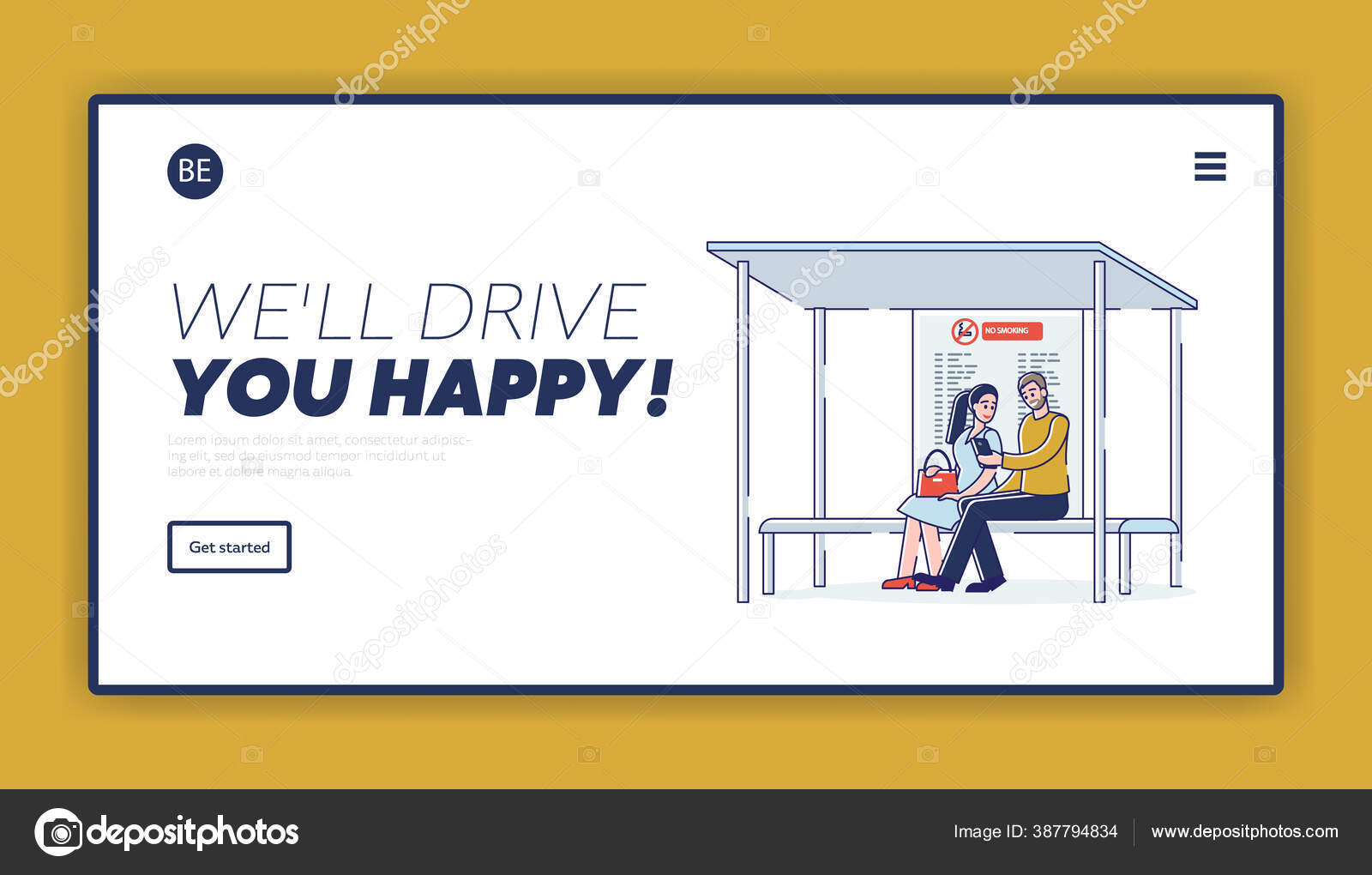 Municipal transportation website homepage design with pople waiting bus ...