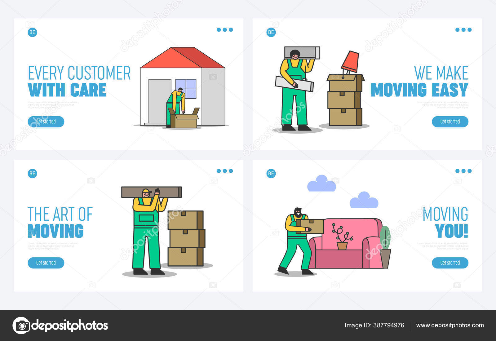 Home moving company landing page. Delivery service web banner with ...