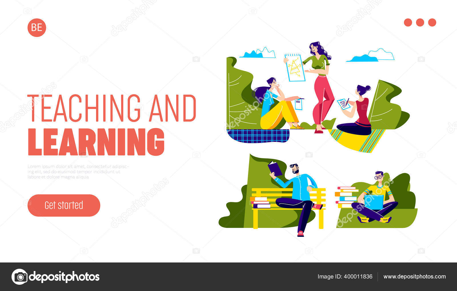 Teaching and learning landing page for education website. Remote ...