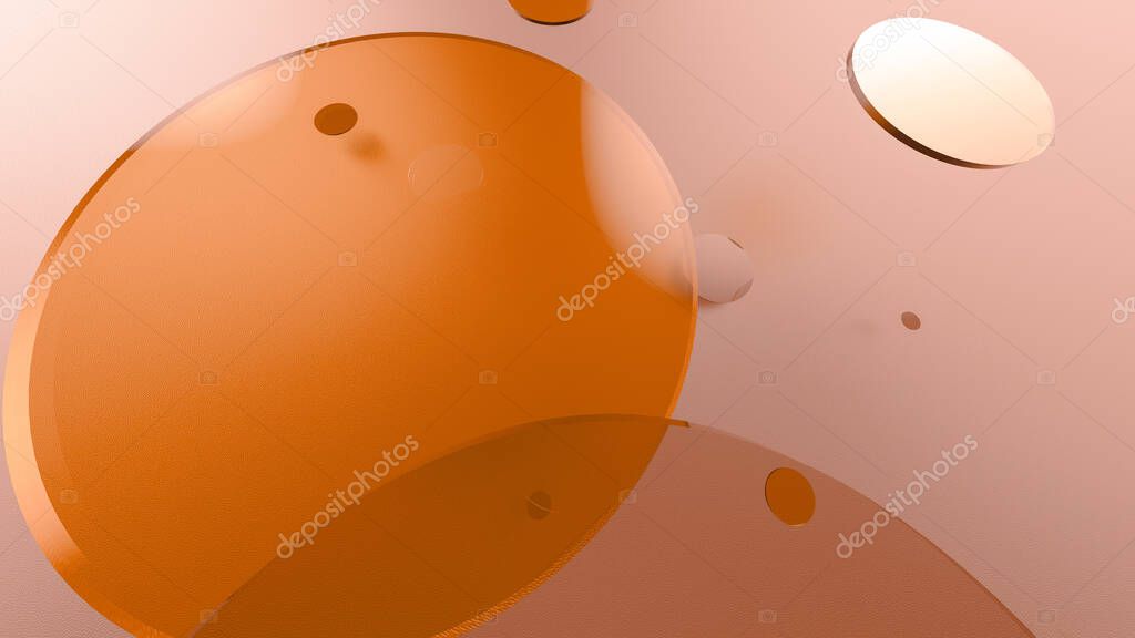 Círculos y cilindros de metal naranja y opacos sobre fondo de color ...