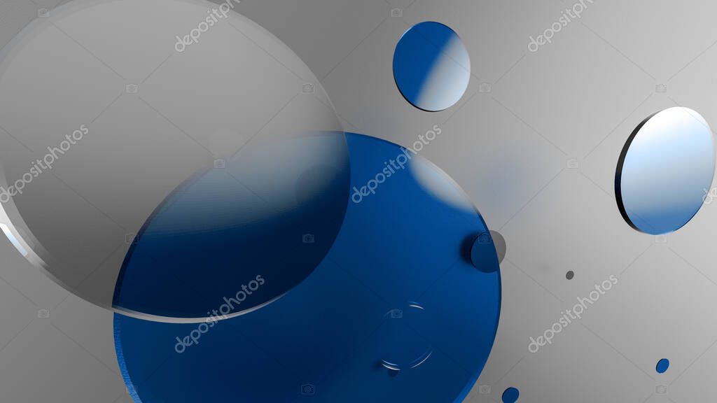 círculos y cilindros de metal azul y opacos sobre fondo de color. Fondo ...