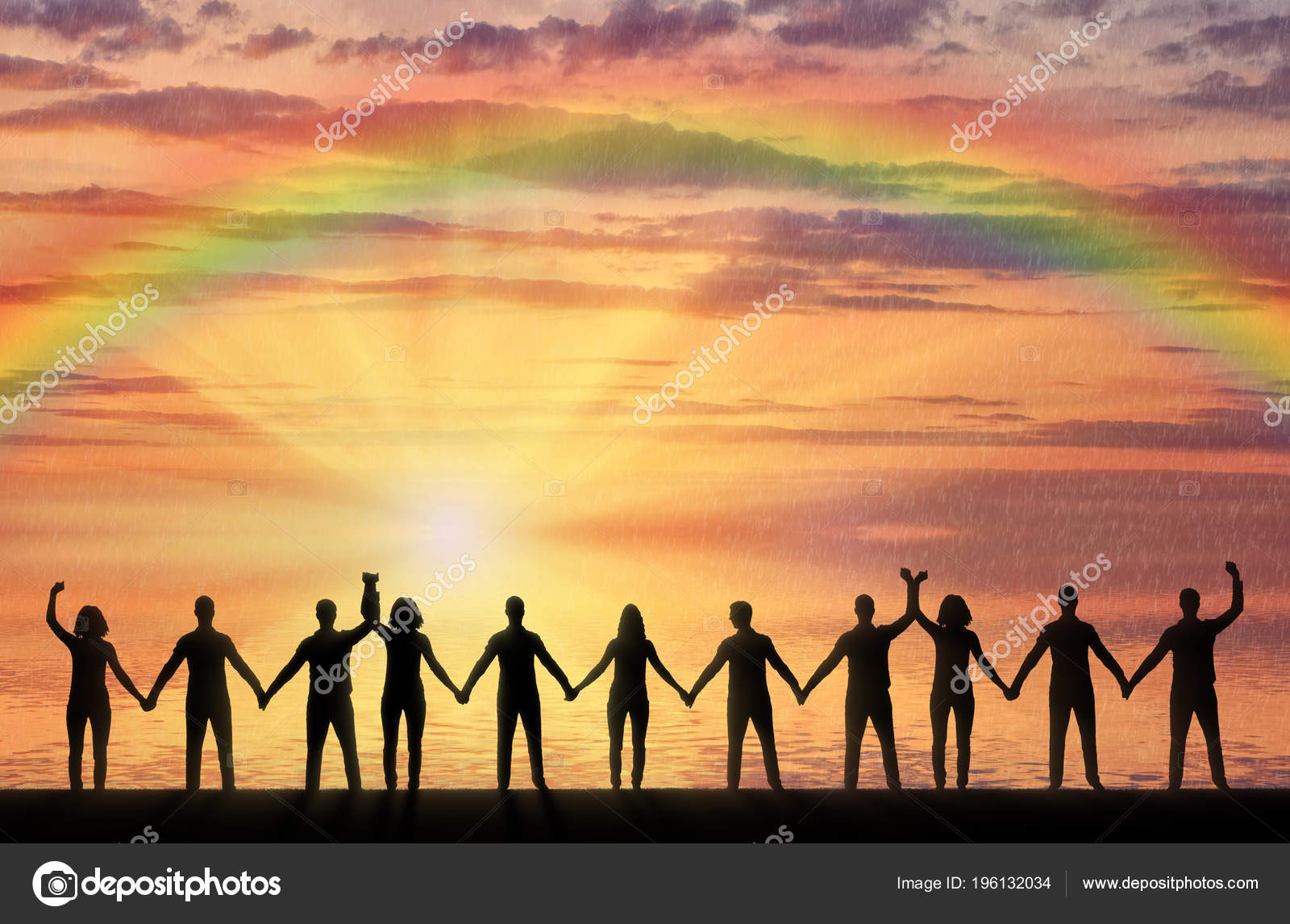 Silhouettes Of People Holding Hands