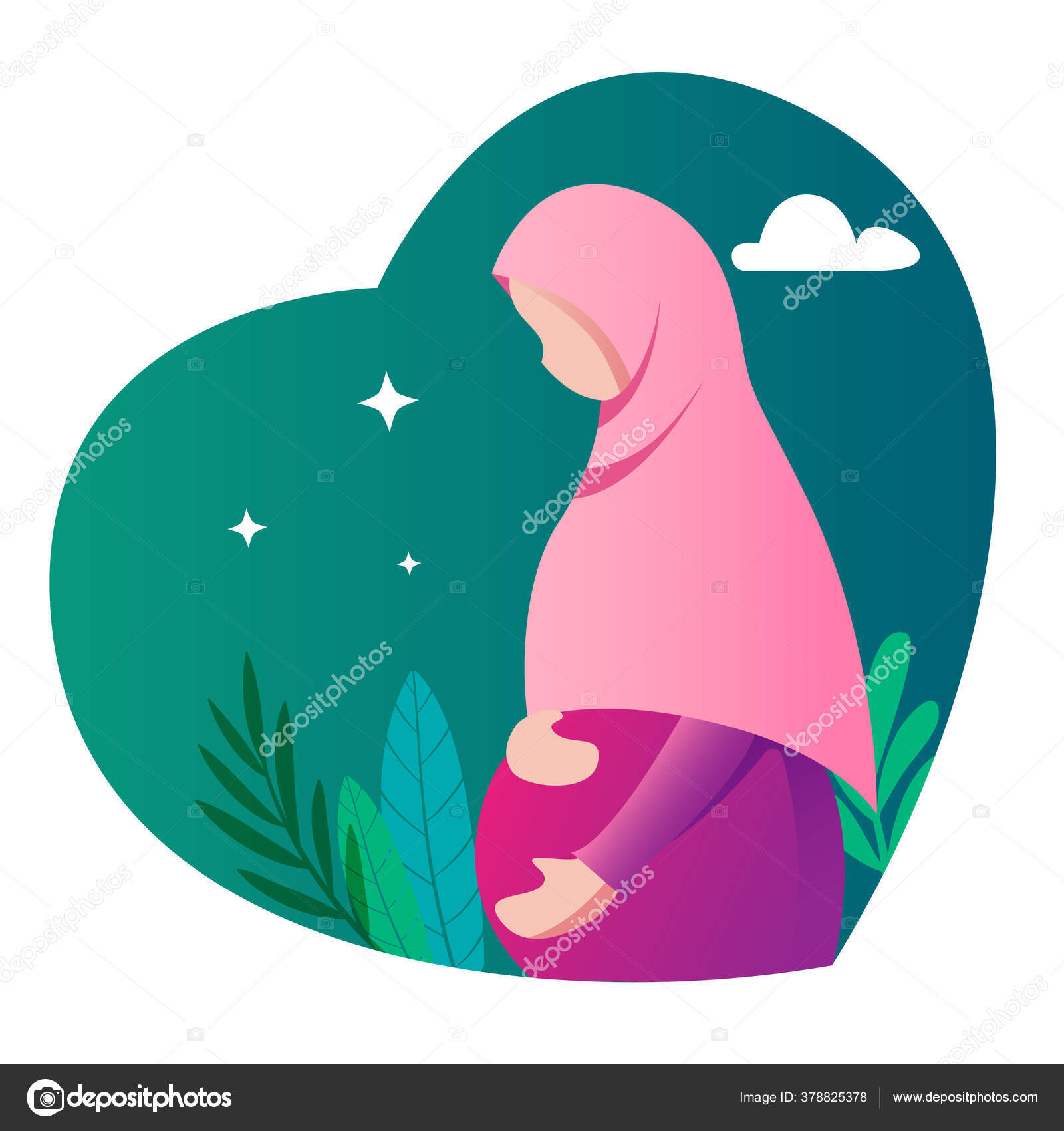 Woman Moslem Hijab Pregnant Stock Vector Image By ©nisatoonisa Gmail