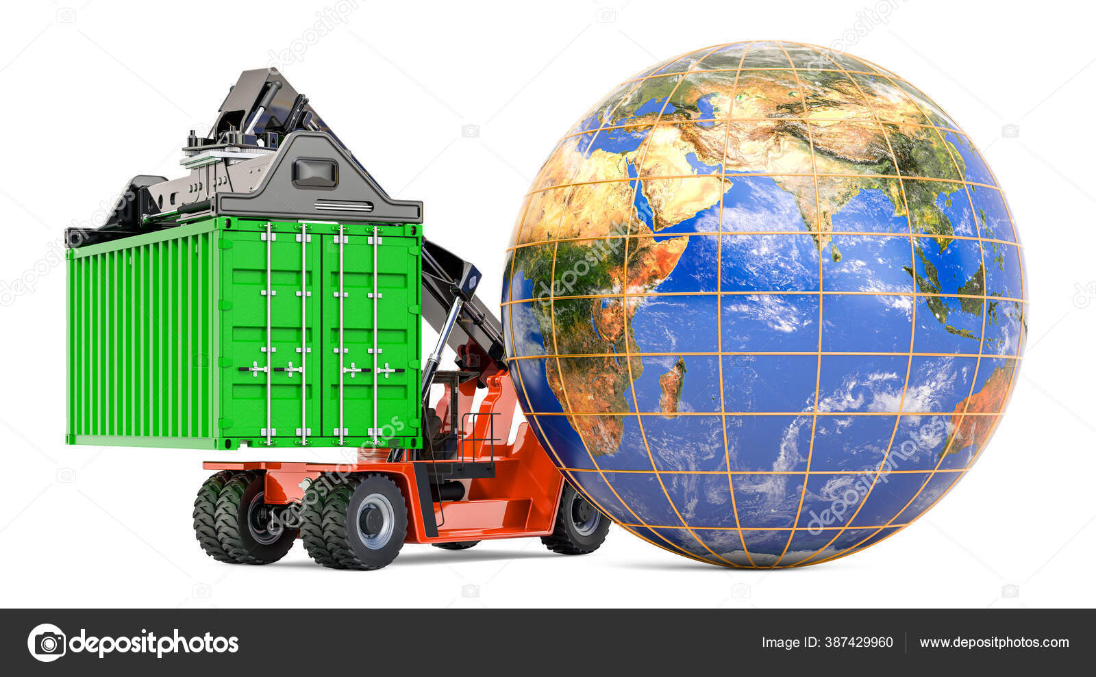 Earth Globe Cargo Containers Global Cargo Shipping Delivery Concept ...