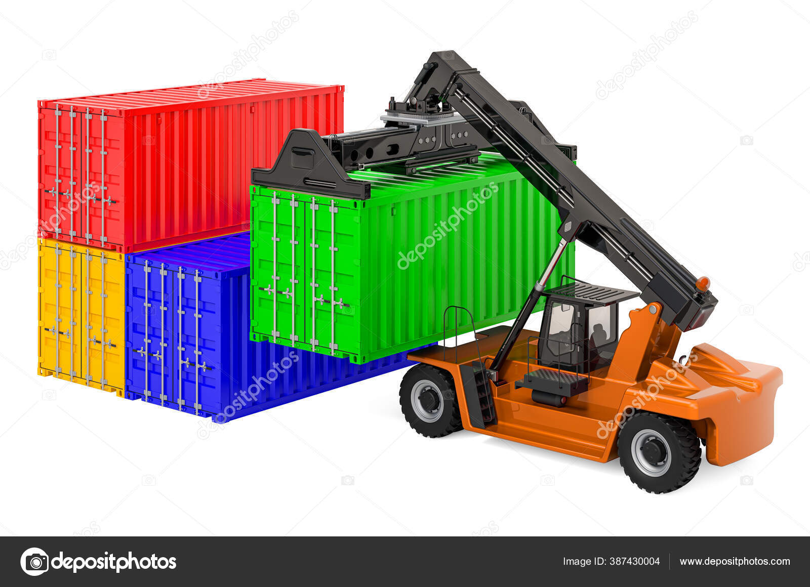 Reach Stacker Cargo Containers Rendering Isolated White Background ...