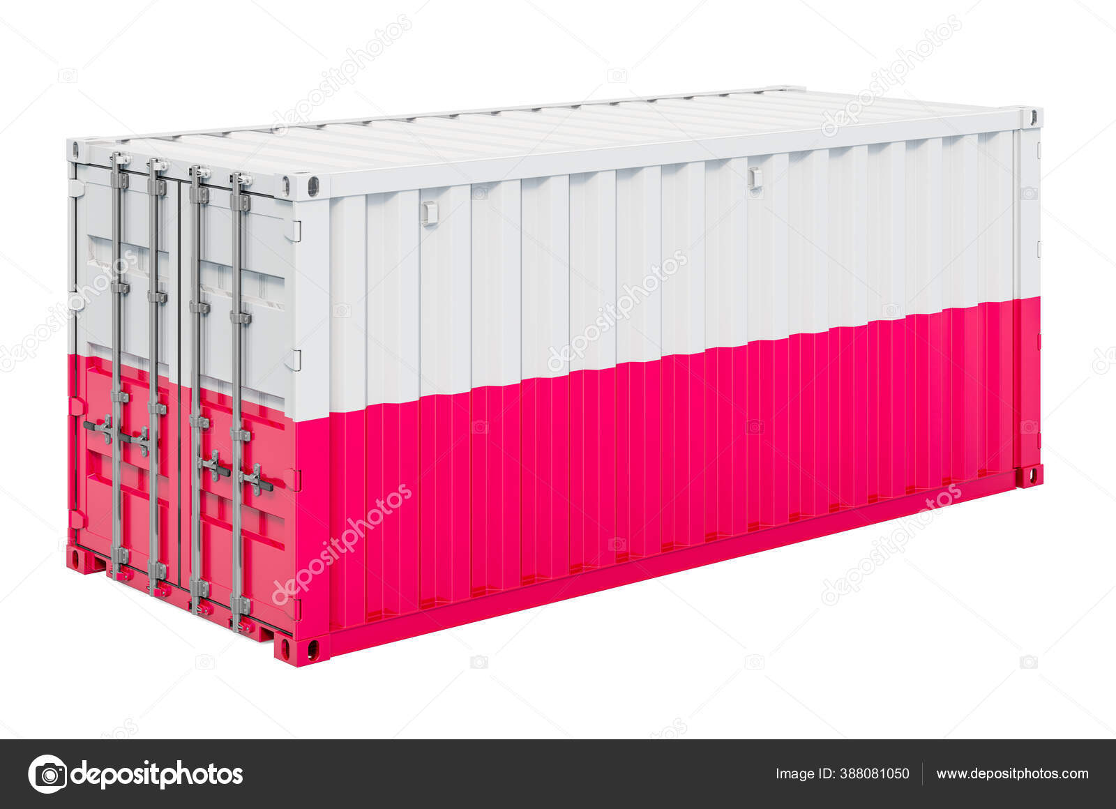 Cargo Container Polish Flag Rendering Isolated White Background — Stock ...