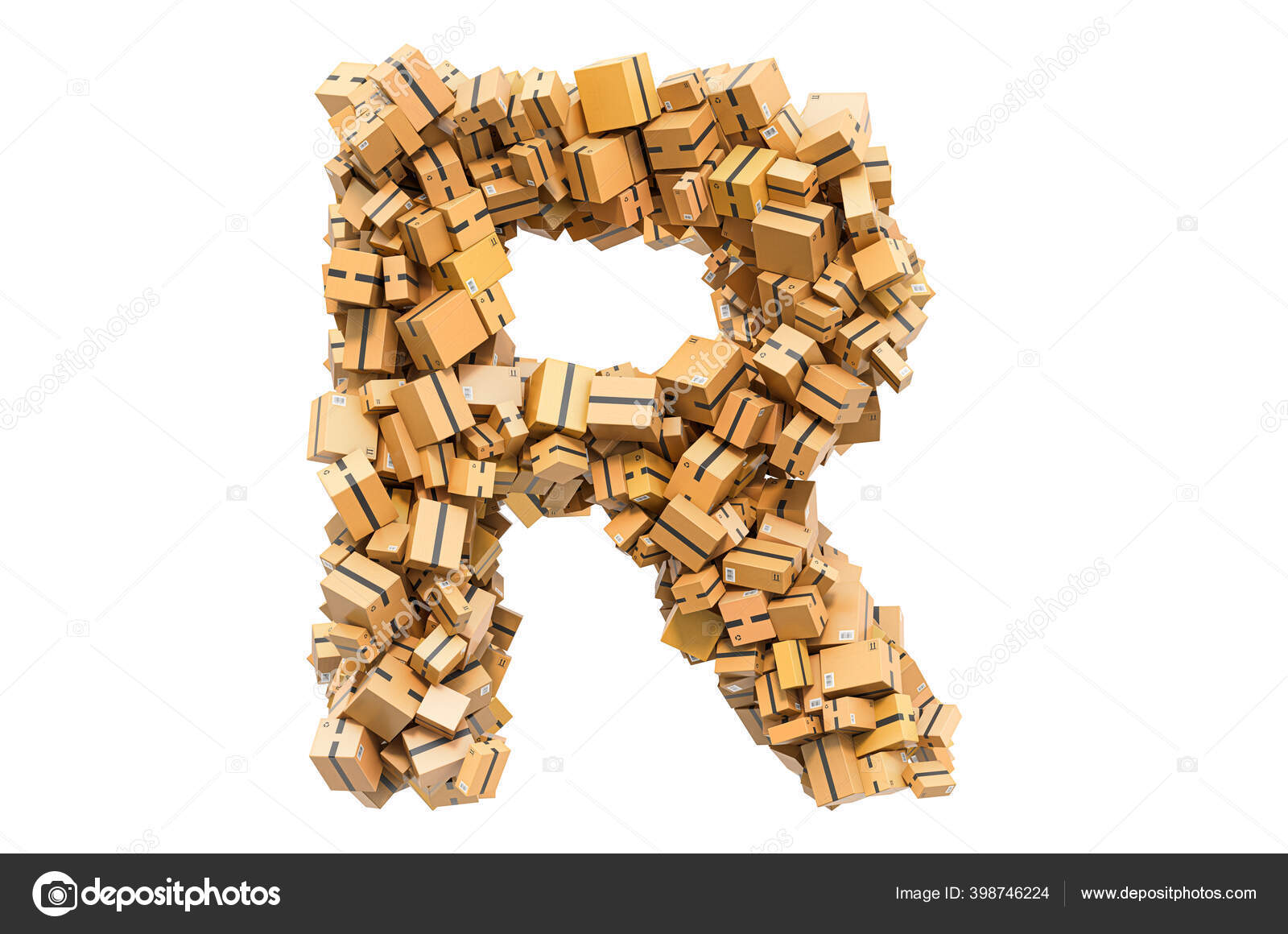 Letter Cardboard Boxes Rendering Isolated White Background — Stock ...