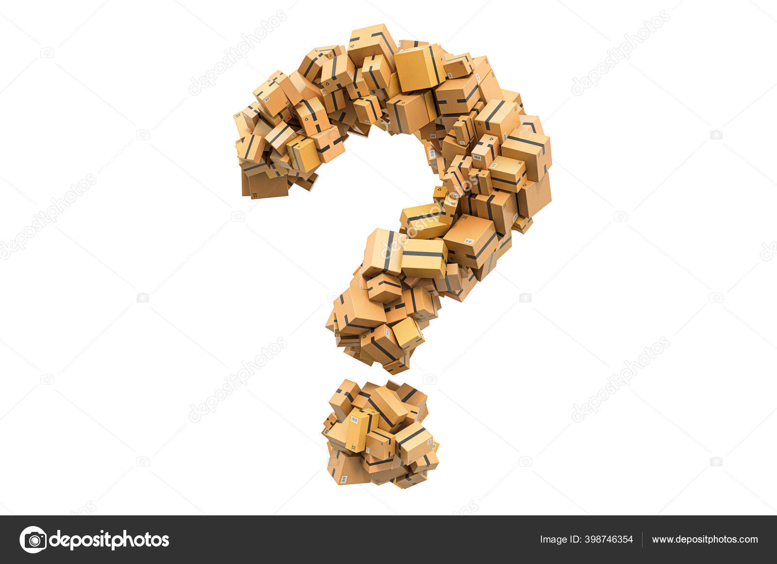 Question Mark Cardboard Boxes Rendering Isolated White Background Stock ...