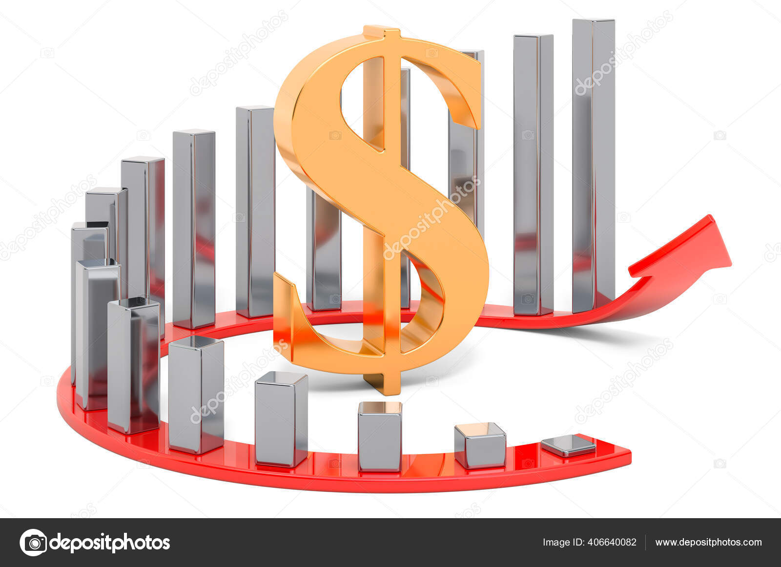 Signo Dólar Con Gráfico Creciente Representación Aislada Sobre Fondo ...