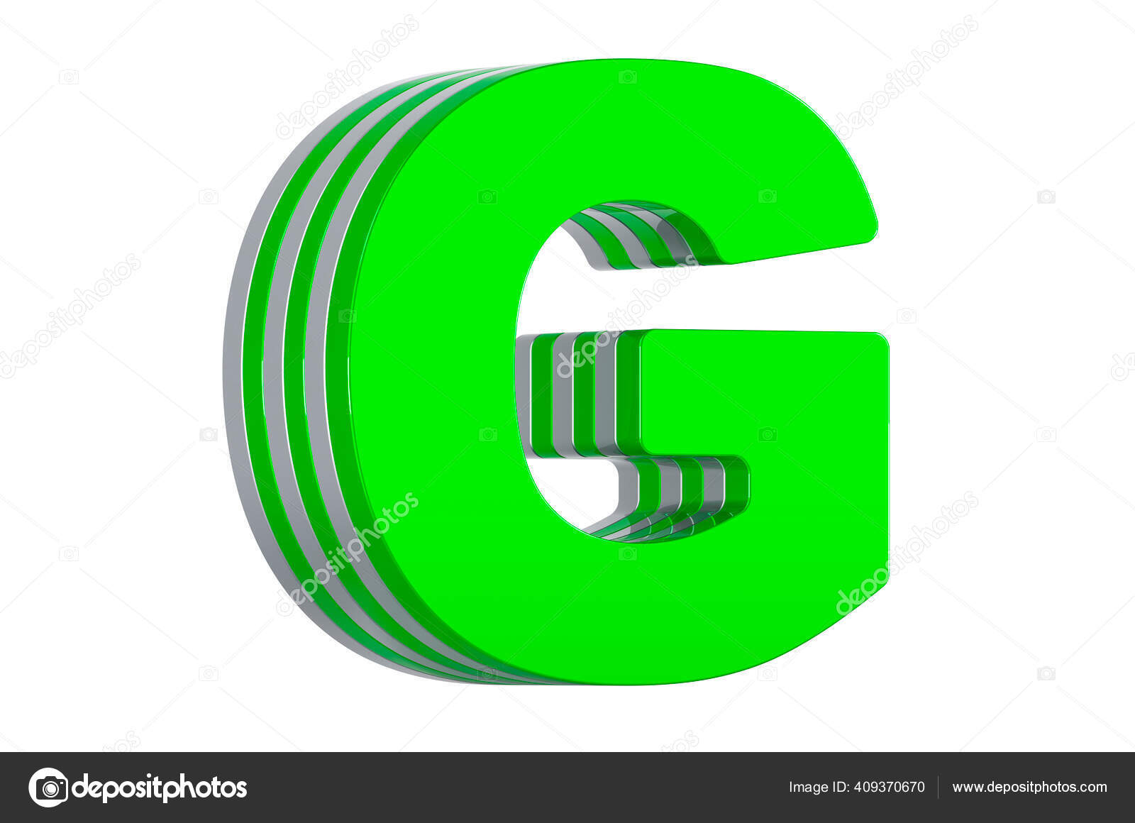 Green Letter Layered Font Rendering Isolated White Background — Stock ...