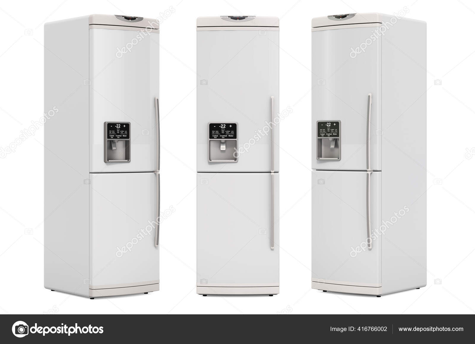 Refrigerator Front Side Views Rendering Isolated White Background ...