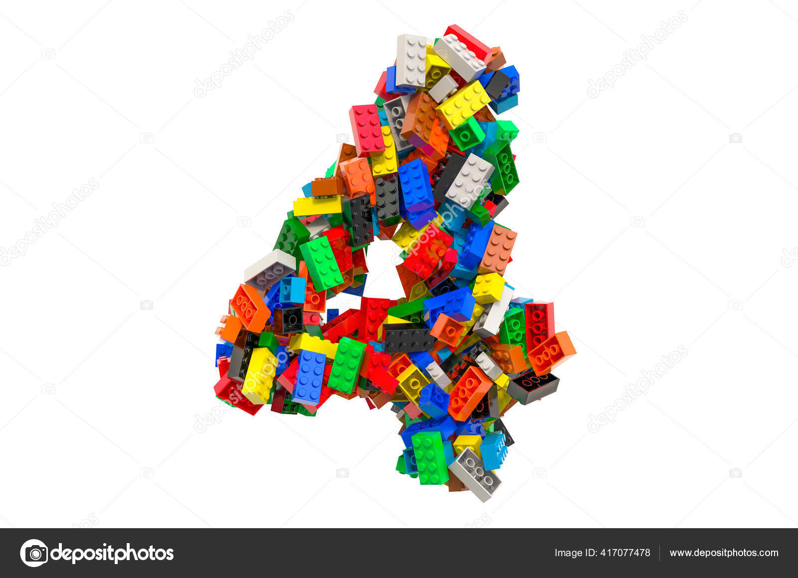 Number Colored Plastic Building Blocks Rendering Isolated White ...