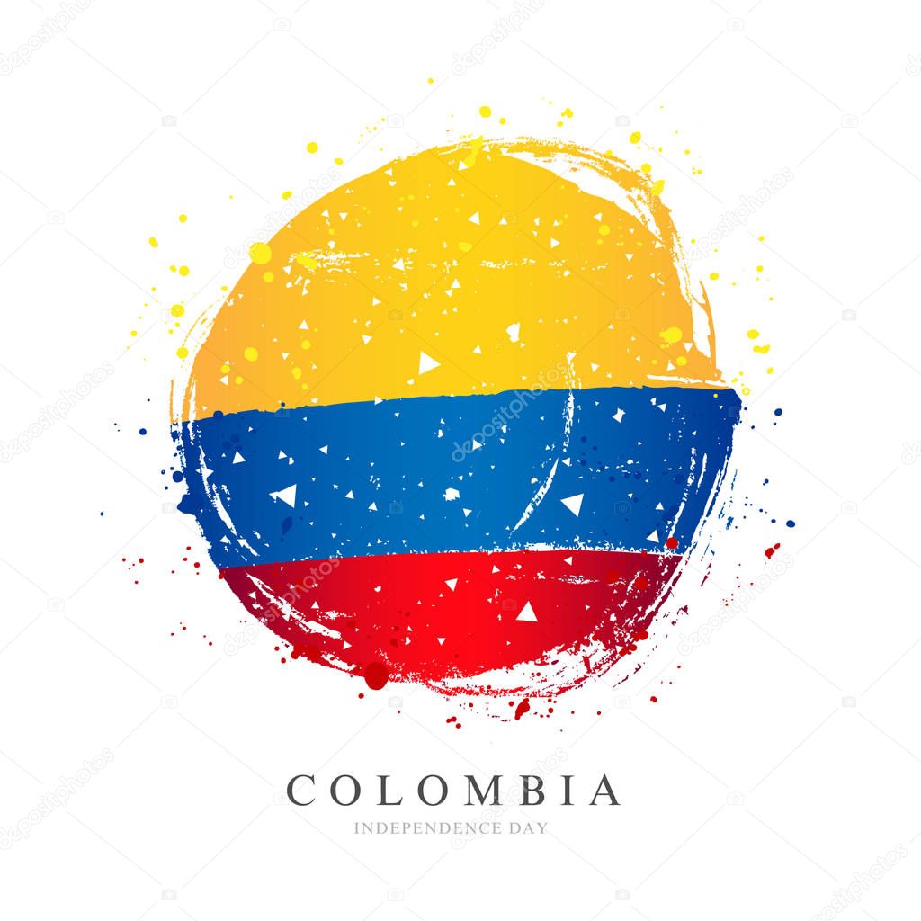 Bandera colombiana en forma de círculo grande. Vector illustrati 2022
