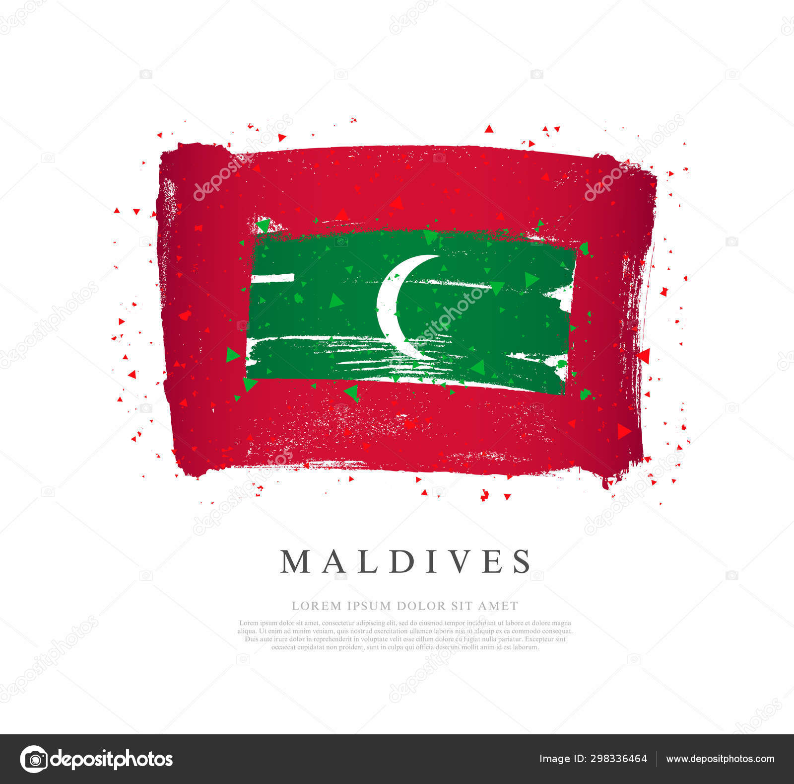 Flag of Maldives. Brush strokes are drawn by hand. Stock Vector by ...