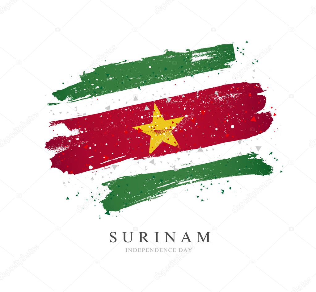 Bandera de Surinam. Ilustración vectorial sobre fondo blanco. 2022