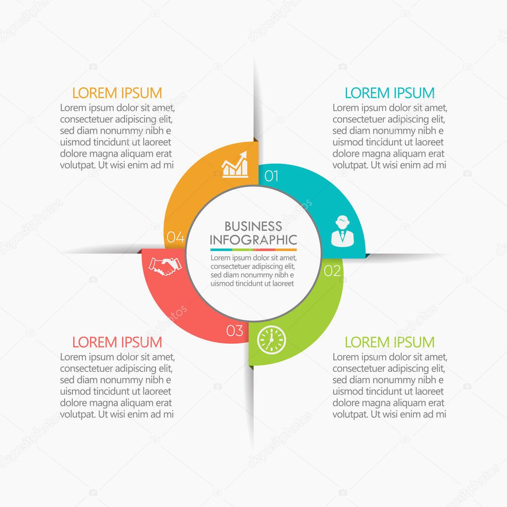 C rculo empresarial. iconos de infograf a de l nea de tiempo dise ados para el elemento de hito ...