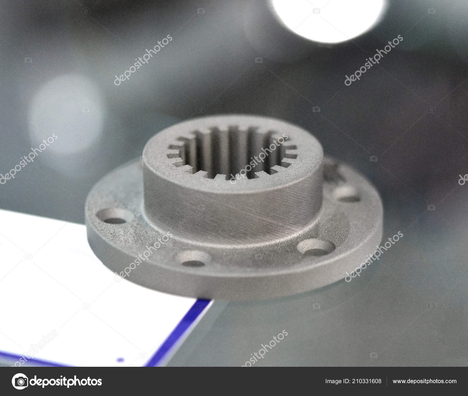 Selective Laser Melting. Object printed on metal 3d printer close-up ...