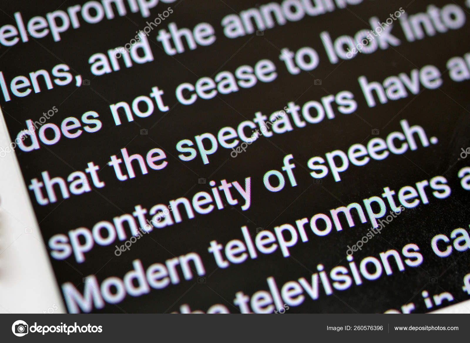 Teleprompter automatically scrolls text close-up. — Stock Photo ...