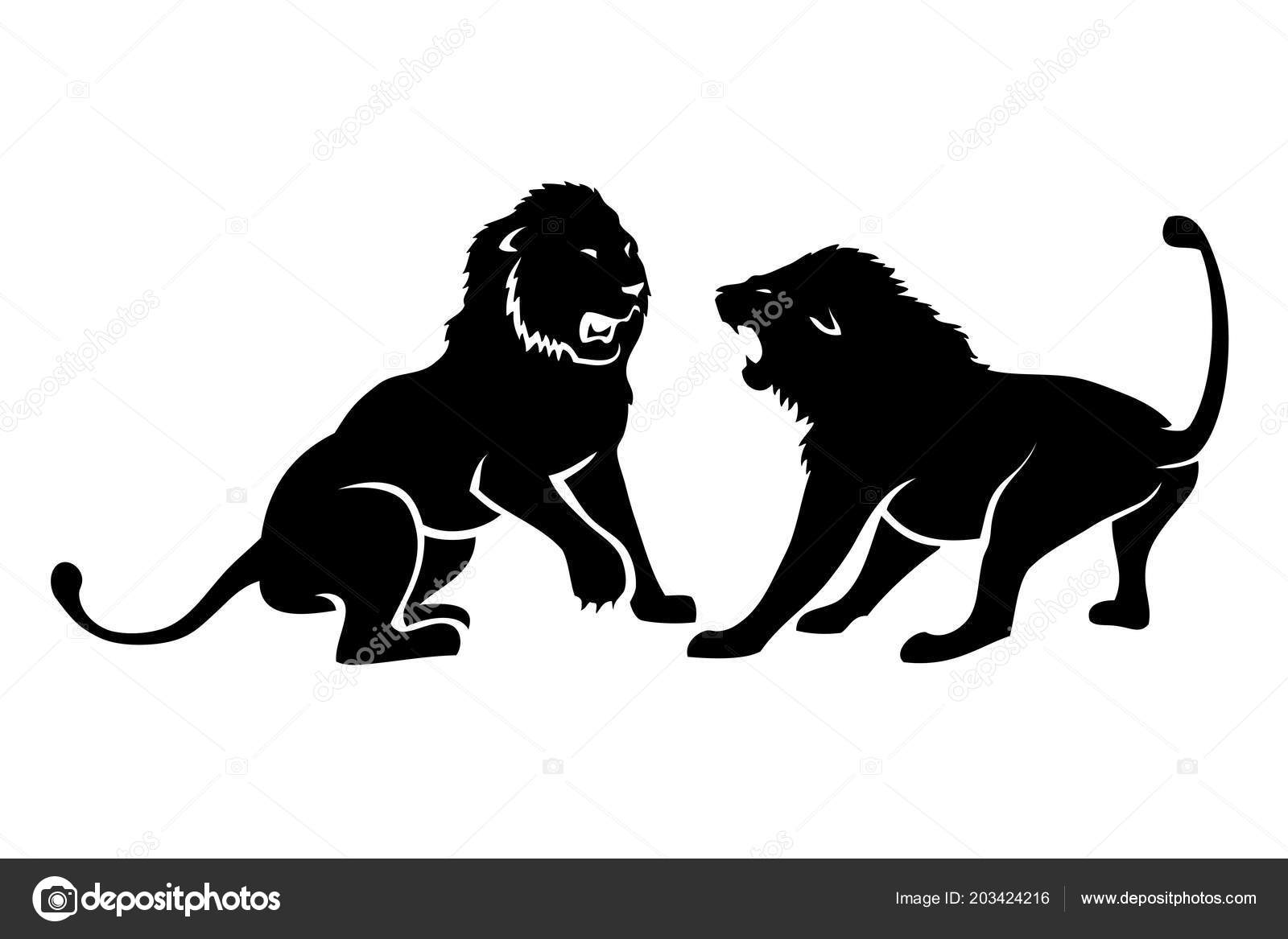 Two Lions Fighting Vector Illustration Stock Vector by ©I.Petrovic ...