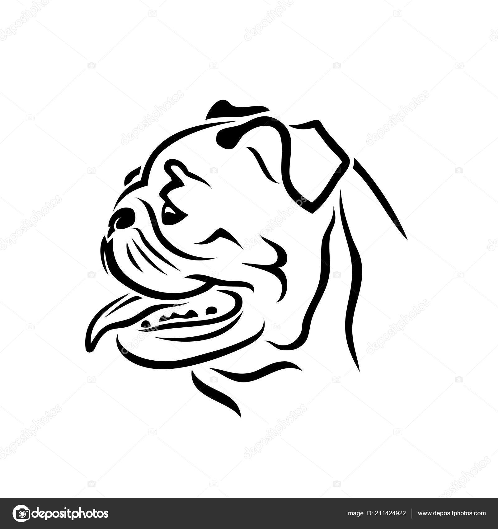 English Bulldog Face Outline