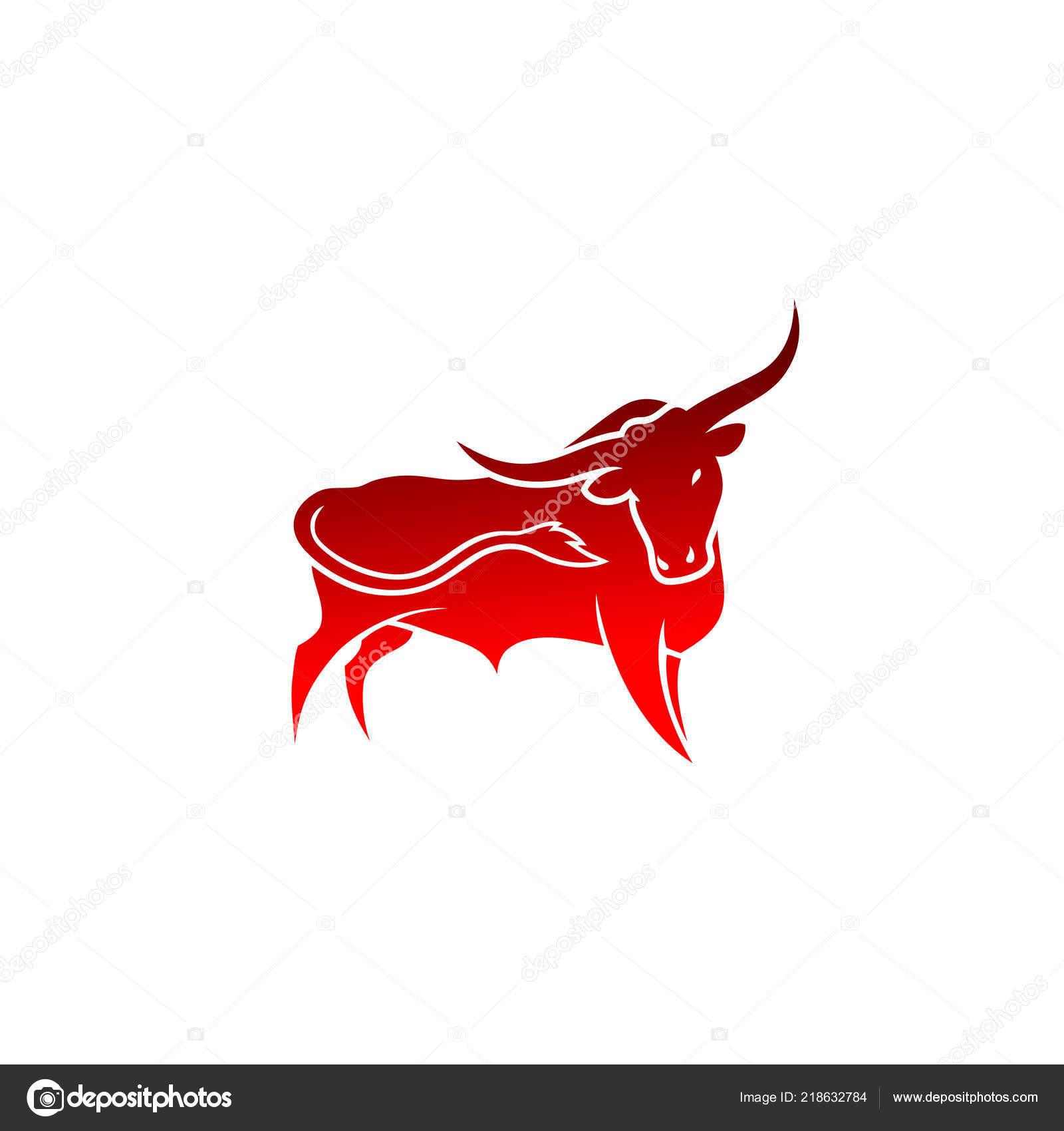 Simbol Banteng Merah Pada Latar Belakang Putih Vektor Vektor Stok oleh ...