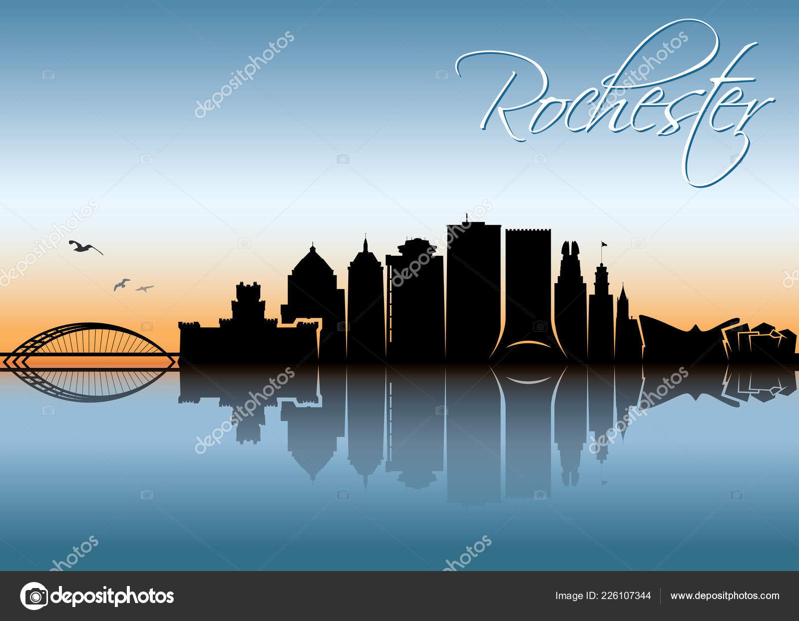 Rochester Skyline New York United States America Usa Vector ...