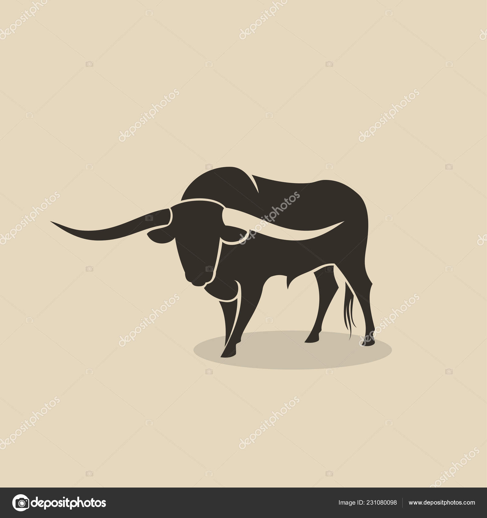 Minimalistic Vector Illustration Bull Beige Background Stock Vector ...