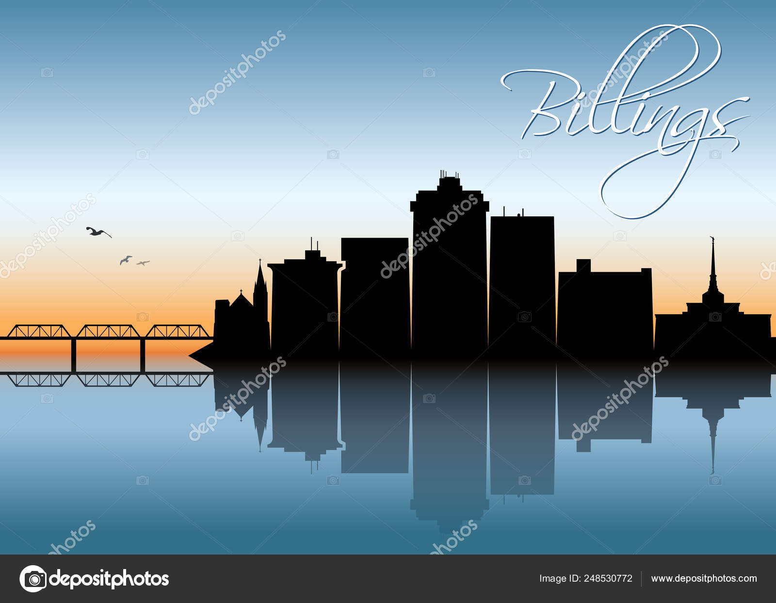 Montana Billings Skyline United States America Usa Stock Vector Image ...