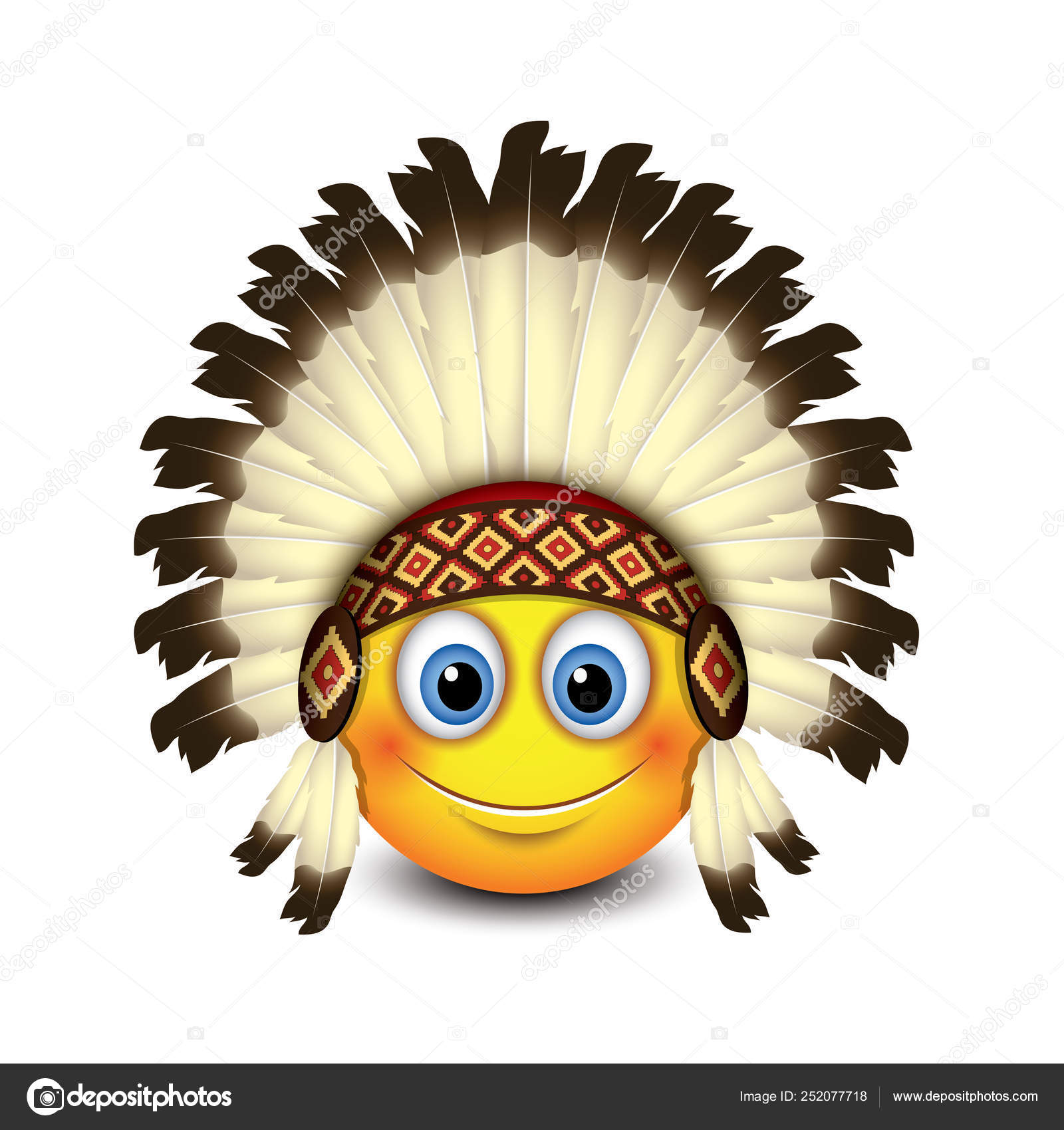 Emoji Americano Nativo Lindo Emoticono Ilustración Vectorial Aislado ...