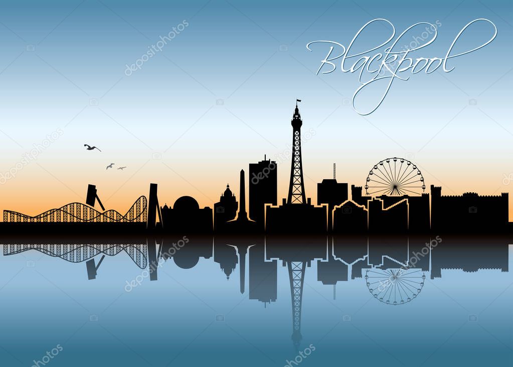 banner de silueta de ciudad blackpool, ilustración vectorial 2023